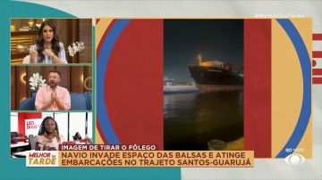 Navio porta-contêineres atinge balsas no Porto de Santos | Band ...